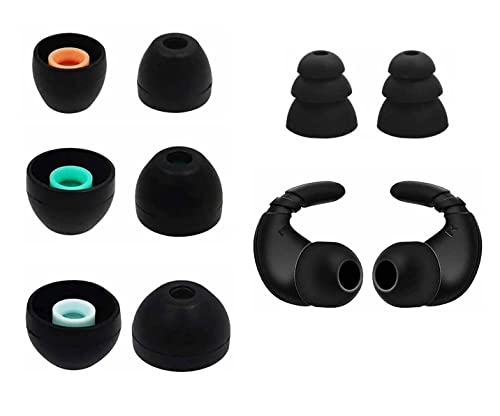 Replacement for Sony WF-C500/WF-1000XM4/WF-1000XM3 Silicone Eartips Ear Tips,JNSA Replacement Earbuds Tips Compatible with Sony WF WI XBA Etc. S/M/L + Triple Flange + Hook Ear Tips 5 Pairs Black