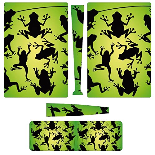 Frog Shadow Leaves Full Protective Skin Cover Design Wrap Decal Sticker Compatible with PS5 Digital Edition Console and Controller