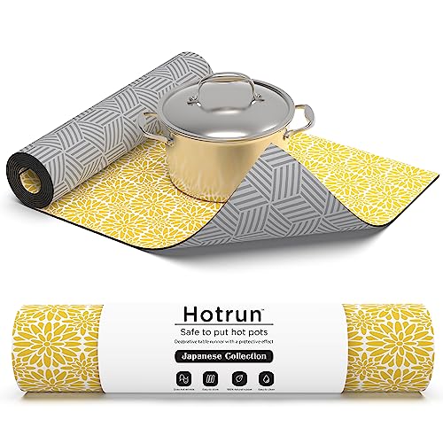 Fennoma Hotrun 2 in 1 Heat Resistant Trivet & Table Runner, 40 Inches Long Trivet for Hot Pots and Pans, Handles Heat Up to 356F, Anti Slip, Waterproof, Ideal for Kitchen Countertops (Ich)