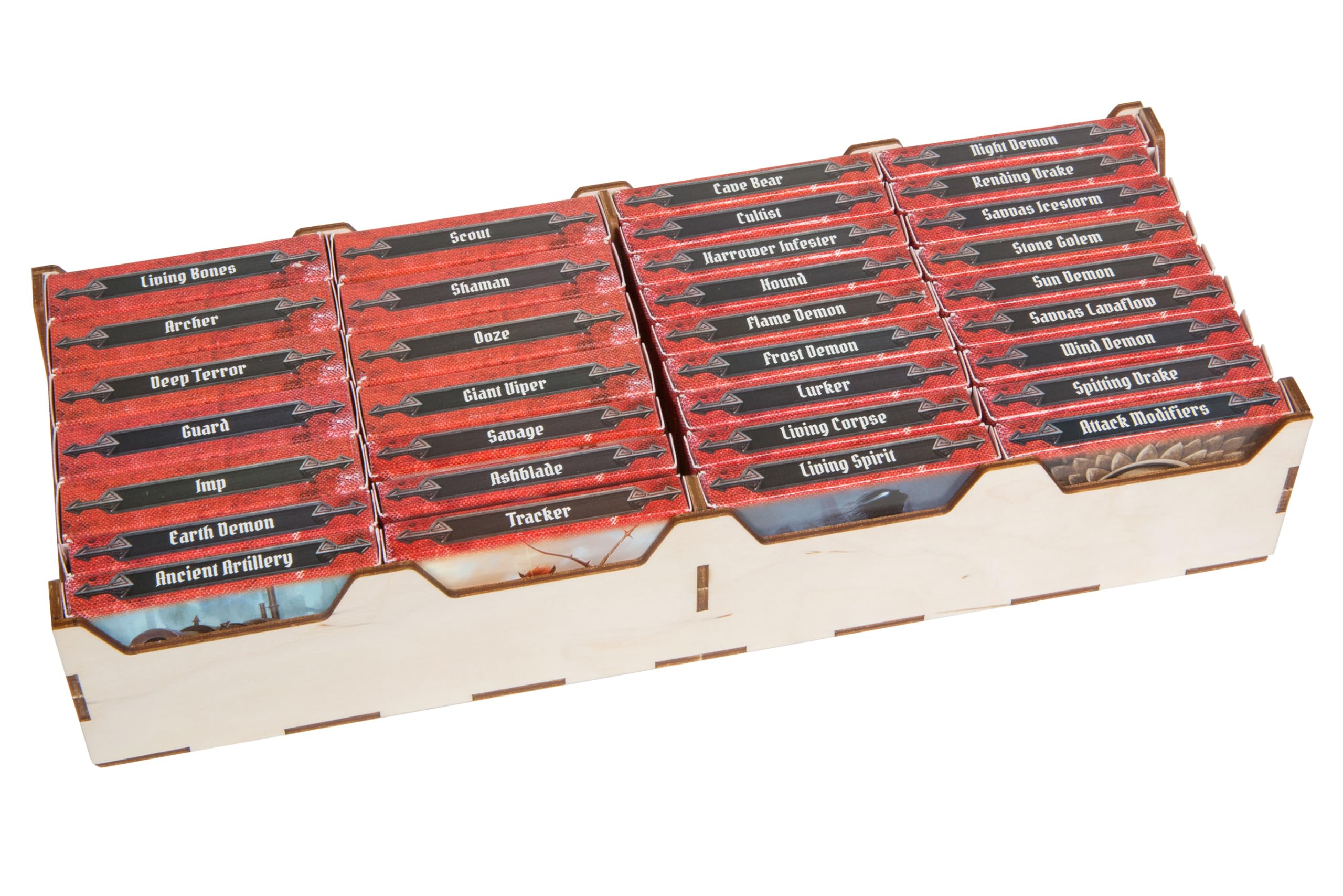 The Broken Token Game Organizer Compatible with Gloomhaven - Wooden Game Organizing Box with Multiple Trays and Dividers