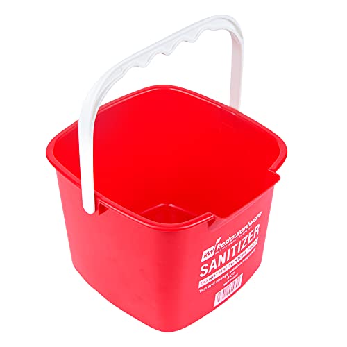 Restaurantware RW Clean 8 Quart Cleaning Bucket 1 Detergent Square Bucket - With Measurements Built-In Spout And Handle Red Plastic Utility Bucket For Home Or Commercial Use