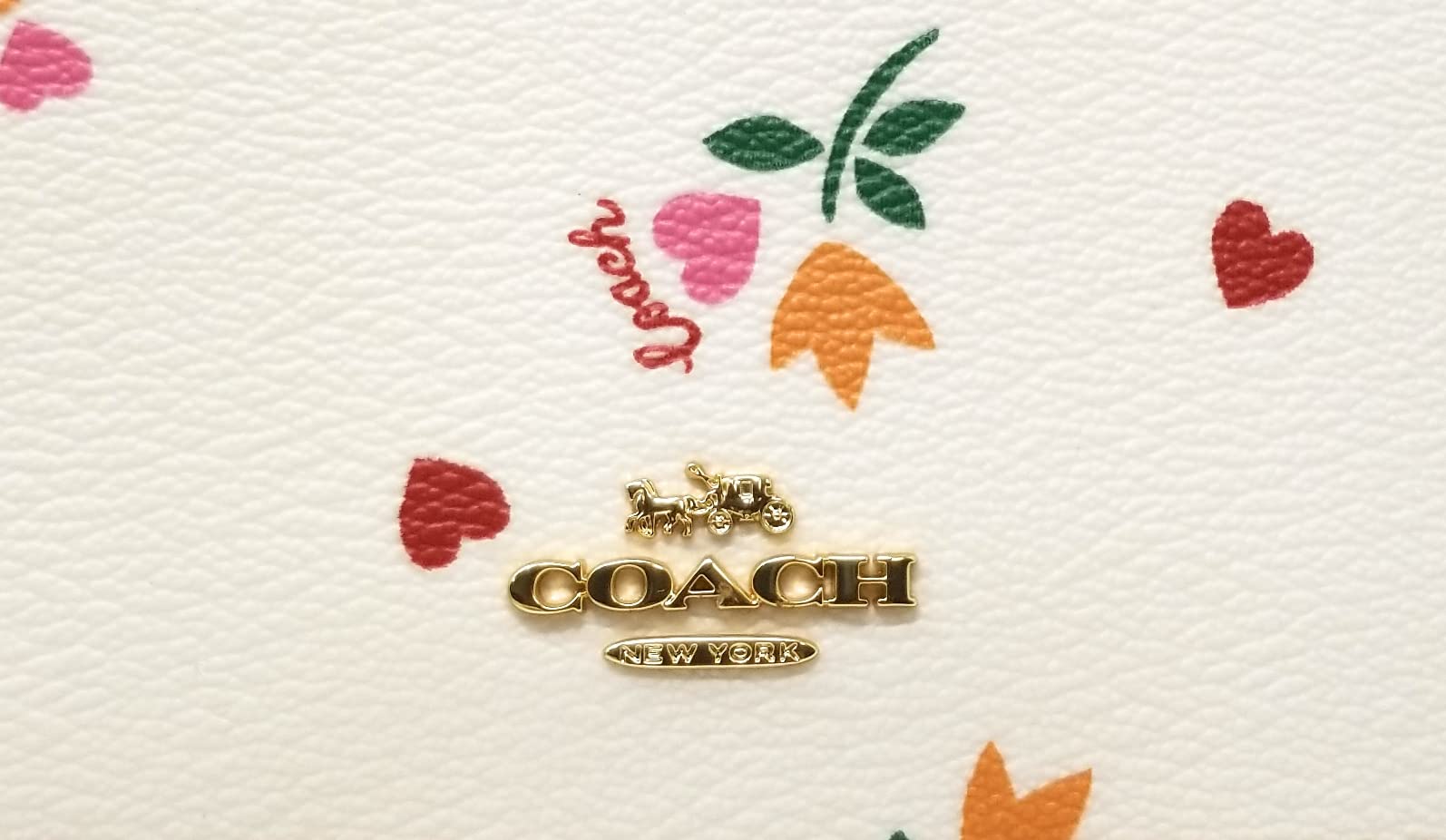 Coach Womens Anna Foldover Crossbody Clutch (Coated Canvas - Heart Petal Print - Chalk Multi)