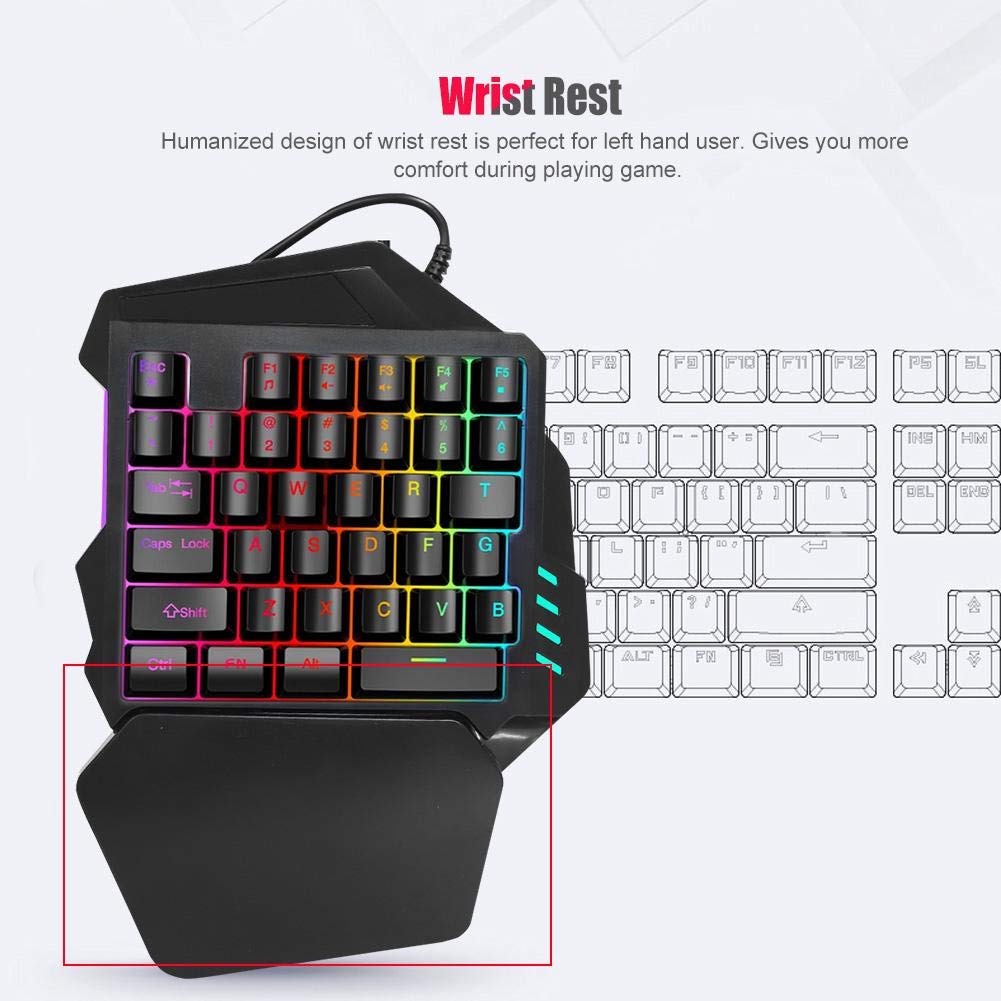 Serounder Single Hand Gaming Keyboard Keypad,USB 2.0 Multi-Media Keys Mini Keypad 35 Keys with FN Keys/Breathing Lights