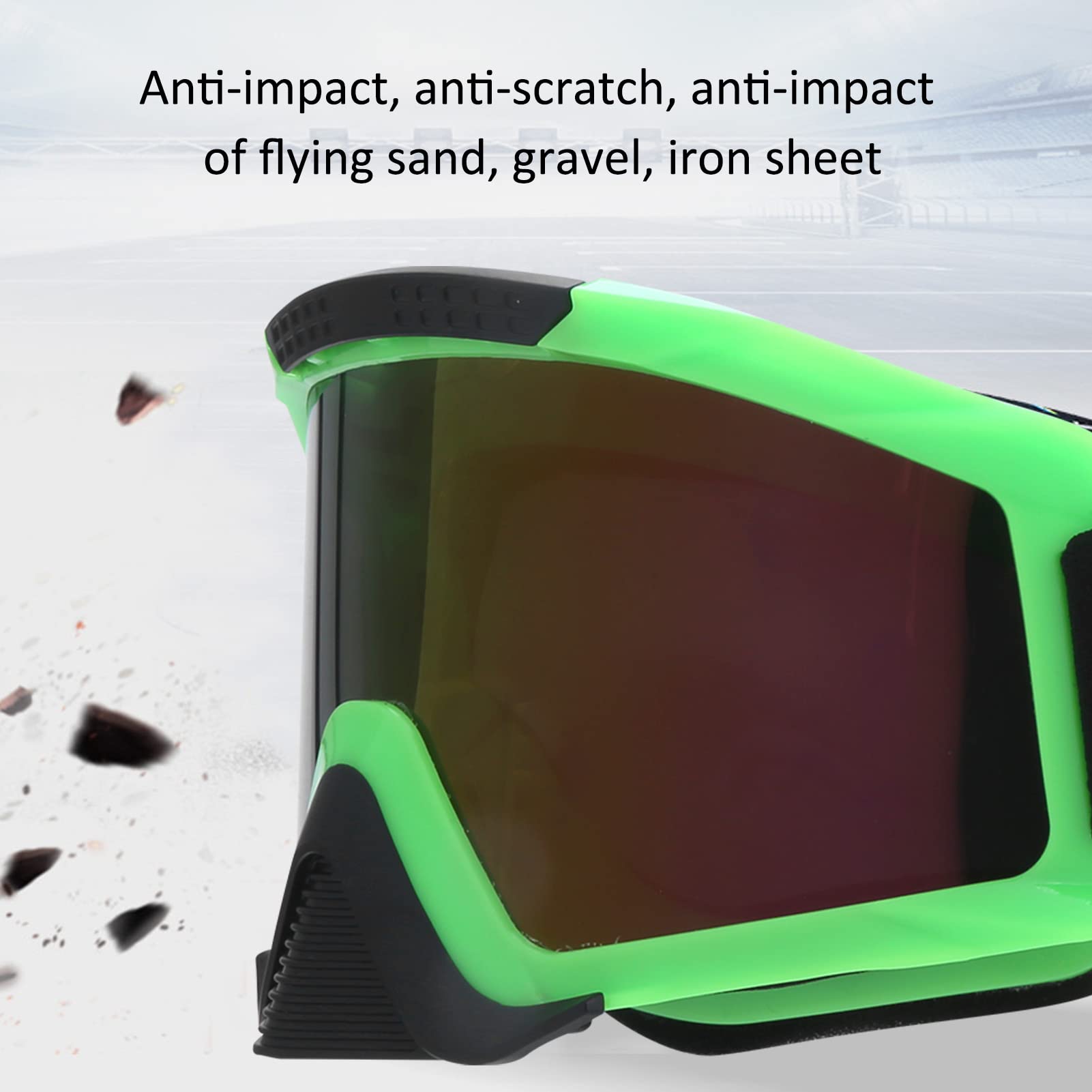 Dilwe Goggles, Off Road Riding Face Guard Glasses Dust Motorcycle Goggles Ski Goggles(Green)