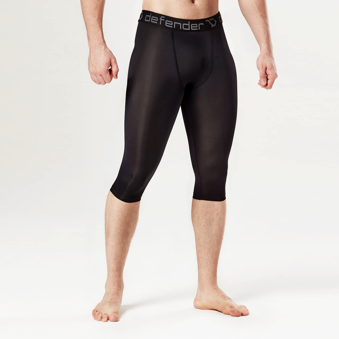 dfen Men's New 3 Packs Sports Compression 3/4 Capri Pants Under Base Layer Jerseys Leggings Tights Fits Cool Bottoms BKBNWW_M