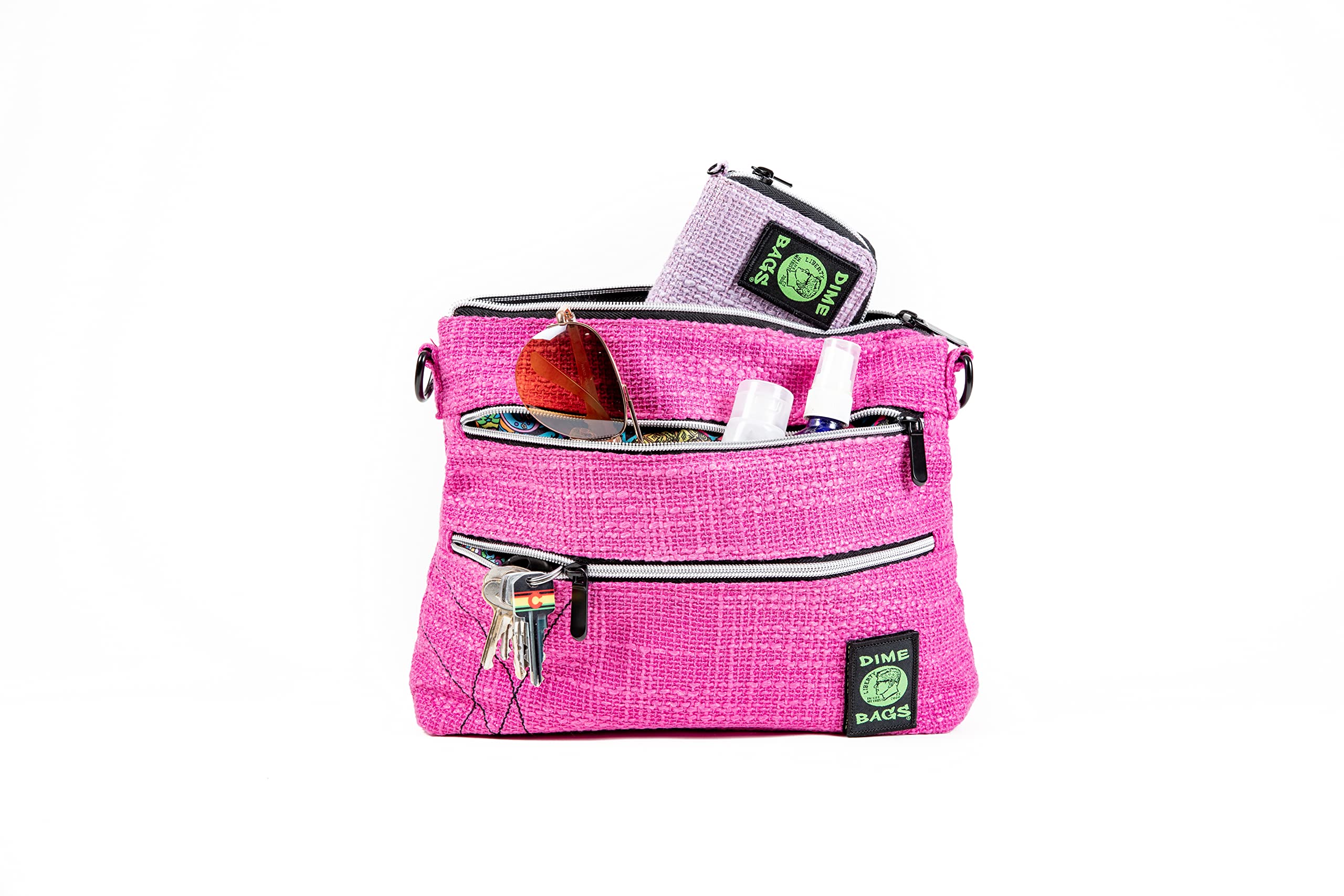 DIME BAGS - Day Tripper - Hemp Shoulder Bag, Crossbody and Clutch Purse, Custom Interior Lining by Ellie Paisley (Black)