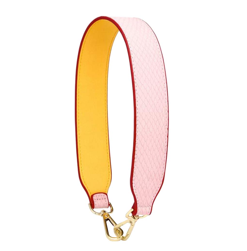 Purse Straps Replacement PU Leather Handbags Strap Shoulder Bag Straps Phone Pendant (Pink Serpentine - Yellow)