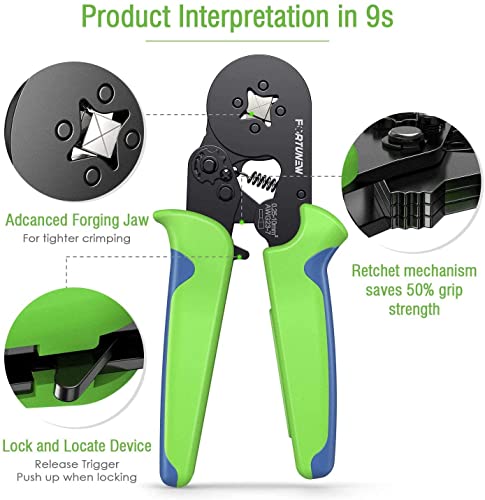 Ferrule Crimping Tool - FORTUNEW® Self-adjustable Wire Crimping Tool Kit AWG 23-7(0.25-10 mm²) with 1200 terminals crimping tool set