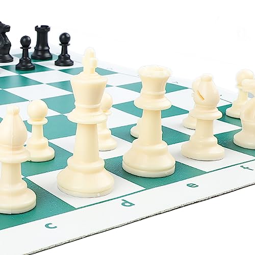 TREETDOBV Tournament Travel Chess Sets Roll Up, Chess Set Toy Barrel Portable Chess Board Game Sets Puzzle Portable Travel Interactive Toys for Beginner Kids Adults,Green