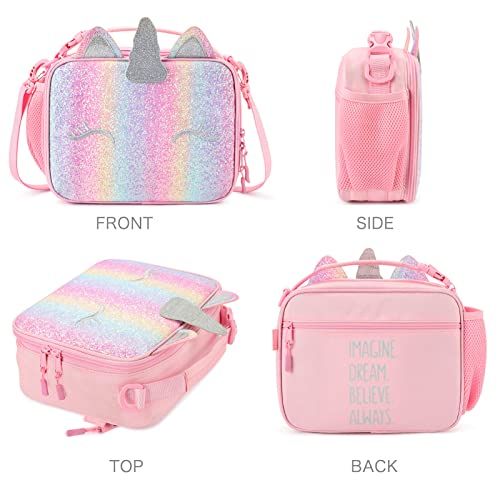 mibasies Unicorn Backpack with Lunch Box for Girls