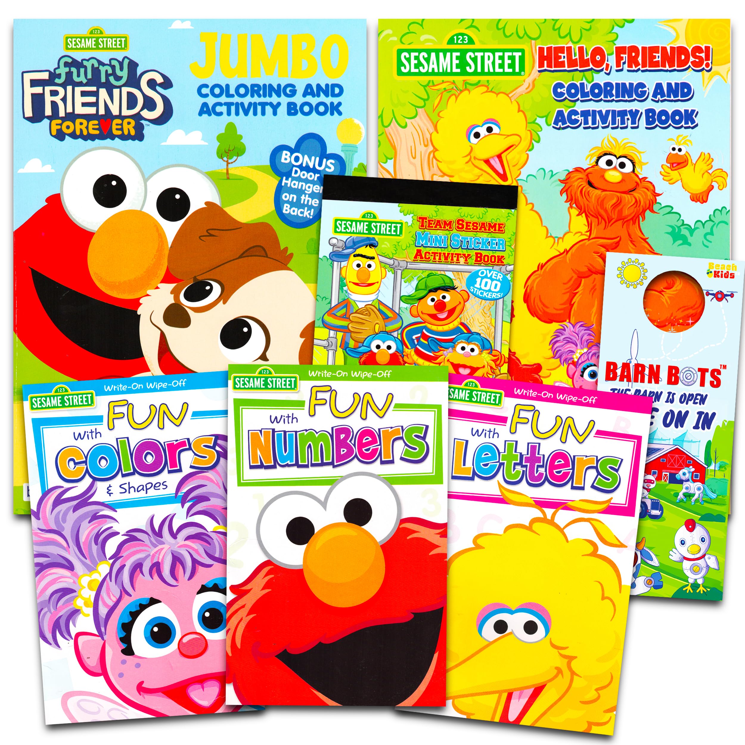 Sesame Street Coloring Book Super Set ~ 5 Book Bundle with Coloring and Learning Activities, Stickers, More Featuring Elmo, Cookie Monster, Big Bird
