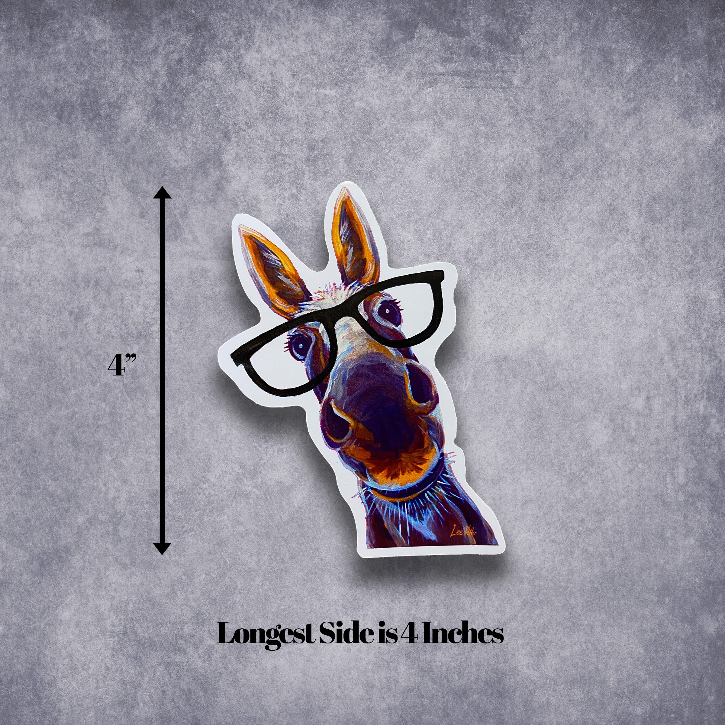 Donkey With Glasses Stickers, Cute Donkey Vinyl Sticker, Donkey Sticker for Car or Laptop, Set of 2