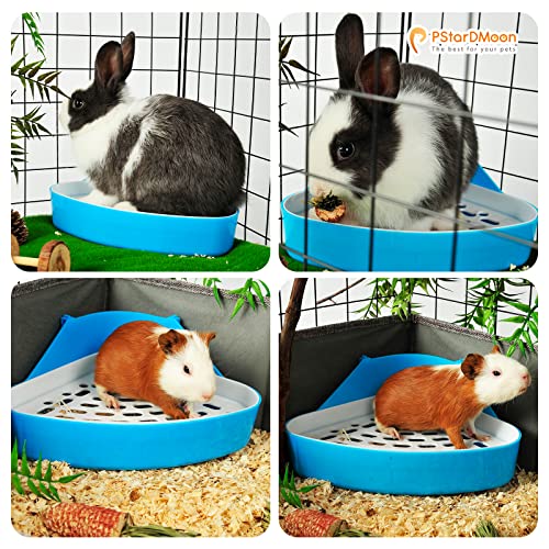 Triangle Rabbit Litter Box Bunny Potty Training Corner Small Animal Toilet Litter Box Pet Toilet Bedding Pee Pan Tray for Baby Rabbit,Guinea Pigs,Chinchillas,Ferrets (Blue)