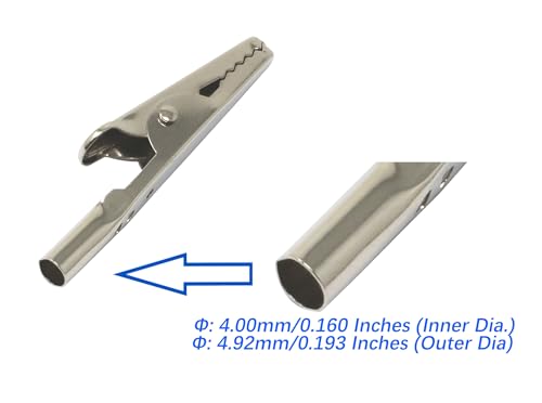 iexcell 100 Pcs 2 Inches / 51 mm Steel Alligator Clips Crocodile Clamps, Silver Tone Nickel Plated, Come in a Plastic Case
