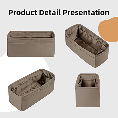 DGAZ Purse Organizer Insert,Silk Bag Organizer,Luxury Handbag & Tote Shaper Fits Lindy 19/26/30/34 Bags(Etoupe grey,LD26)