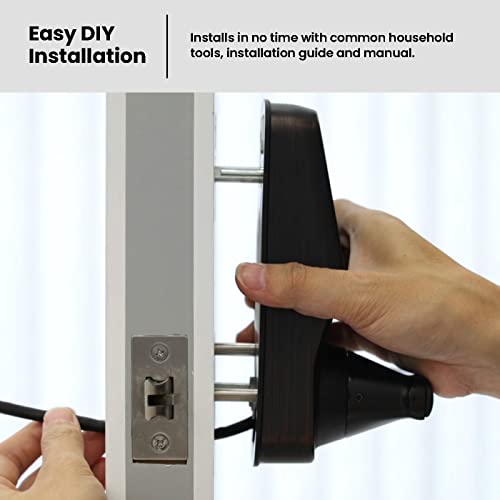 Lockly Secure Plus Latch, Bluetooth Smart Lock with Handle, Keyless Entry Door Lock, PIN GenieĀ® Keypad, 3D Biometric Fingerprint Sensor, Auto Lock - Matte Black (PGD628FMB)