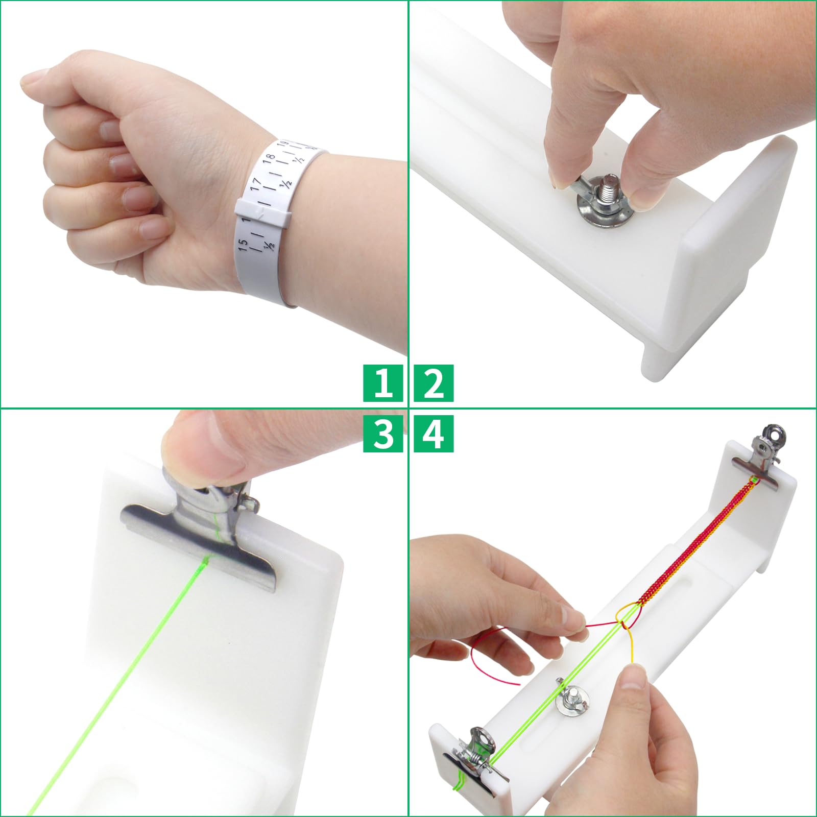 Jig Bracelet Maker, Bracelet Braiding Tool, U Shape Paracord Bracelet Making Kit, Kit DIY Hand Knitting Bracelet Jig with 2 Clips and Wrist Measurement, Wristband Rope Knot Braided Fixing Tools