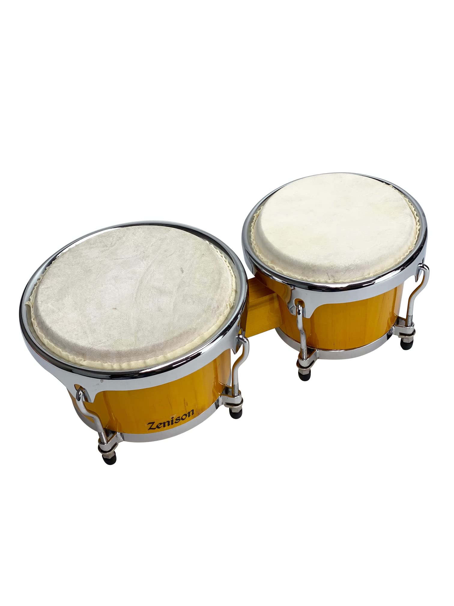 Zenison - BONGO DRUMS 8+9" SET, NATURAL WOOD Dual Bongos WORLD LATIN Percussion