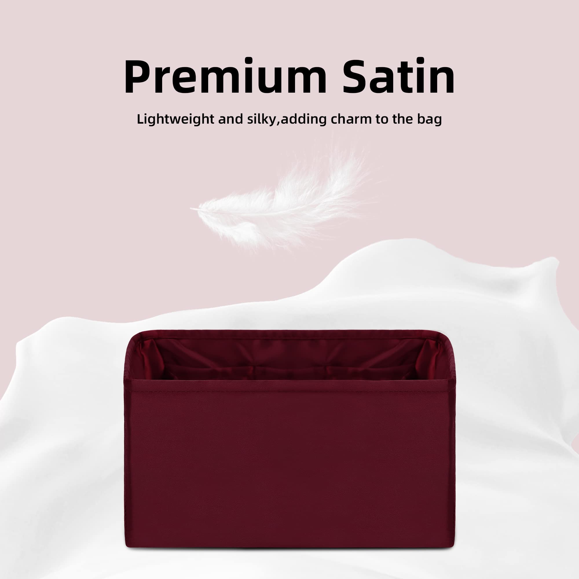 DGAZ Silk Purse Organizer Insert Fits LV ONTHEGO bags,Silky Smooth Bag Organizer,Luxury Handbag & Tote Shaper(Wine red,MM)
