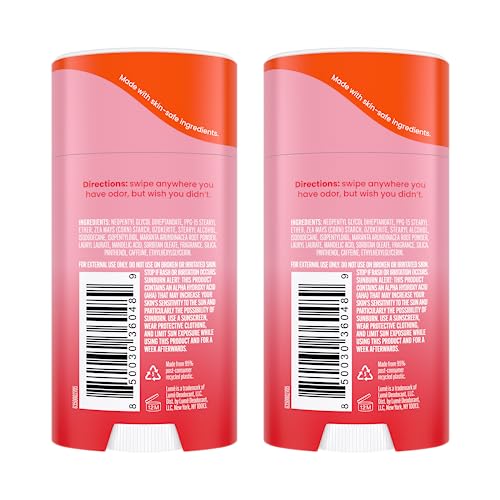 Lume Whole Body Deodorant - Smooth Solid Stick - 72 Hour Odor Control - Aluminum Free, Baking Soda Free and Skin Safe - 2.6 Ounce, (Pack of 2) (Peony Rose)