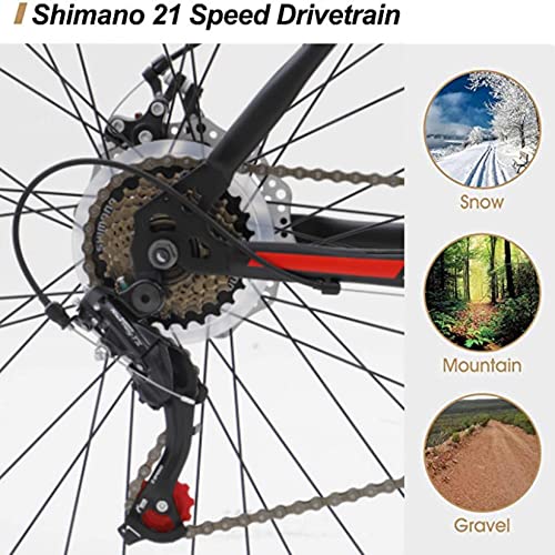 Dinling Mountain Bike, 21 Speed 26 Inch Adults Bicycle for Men and Women Shipped from CA (A-White)