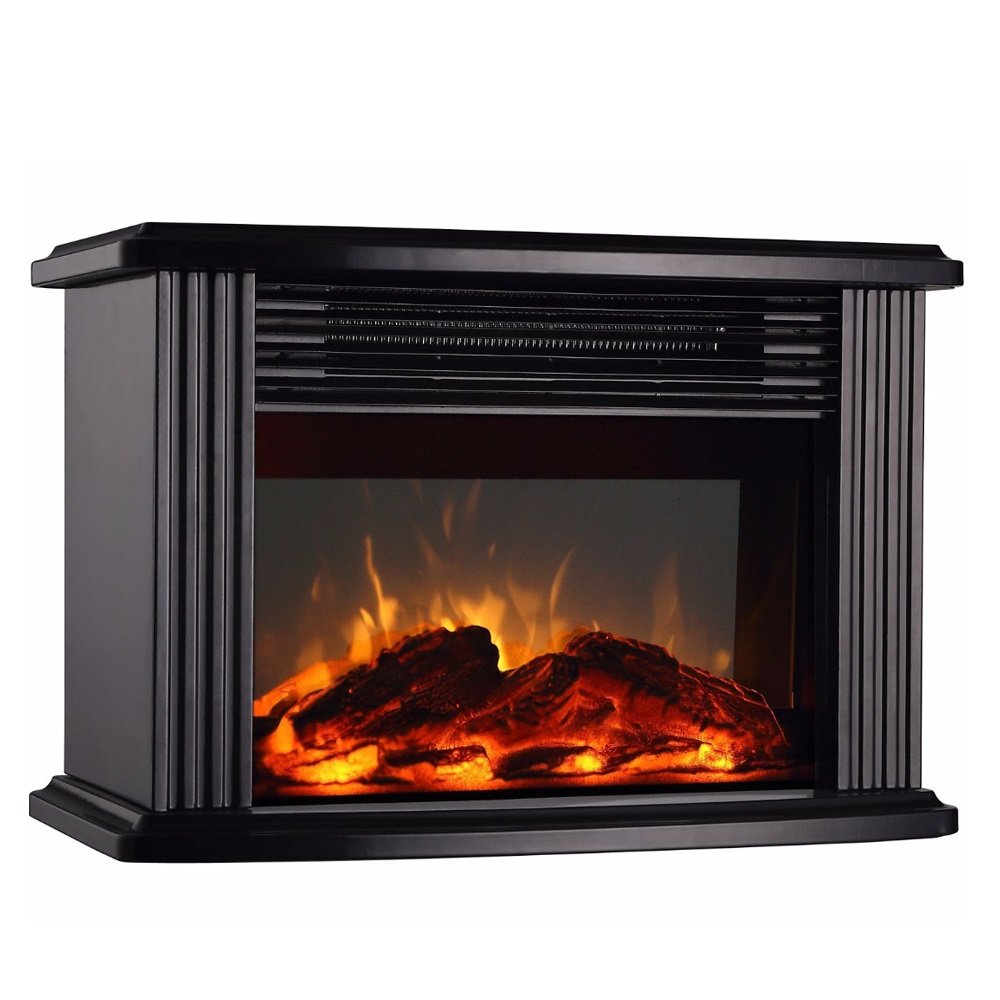 DONYER POWER 1500W Mini Electric Fireplace Tabletop Portable Heater,14'' (Black, Metal)