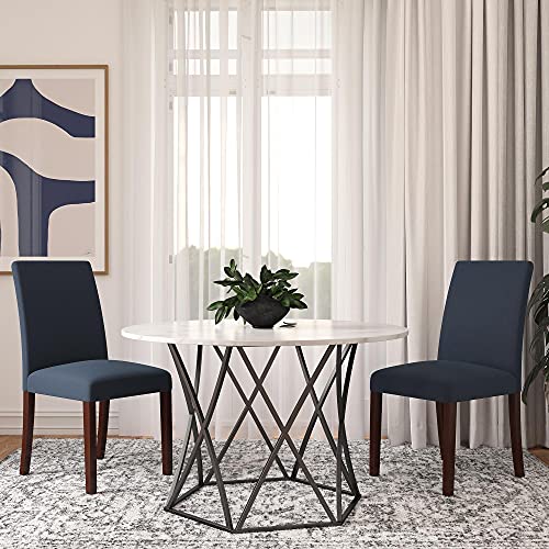 DHP Parsons Upholstered Dining Chair, Set of 2, Navy Linen