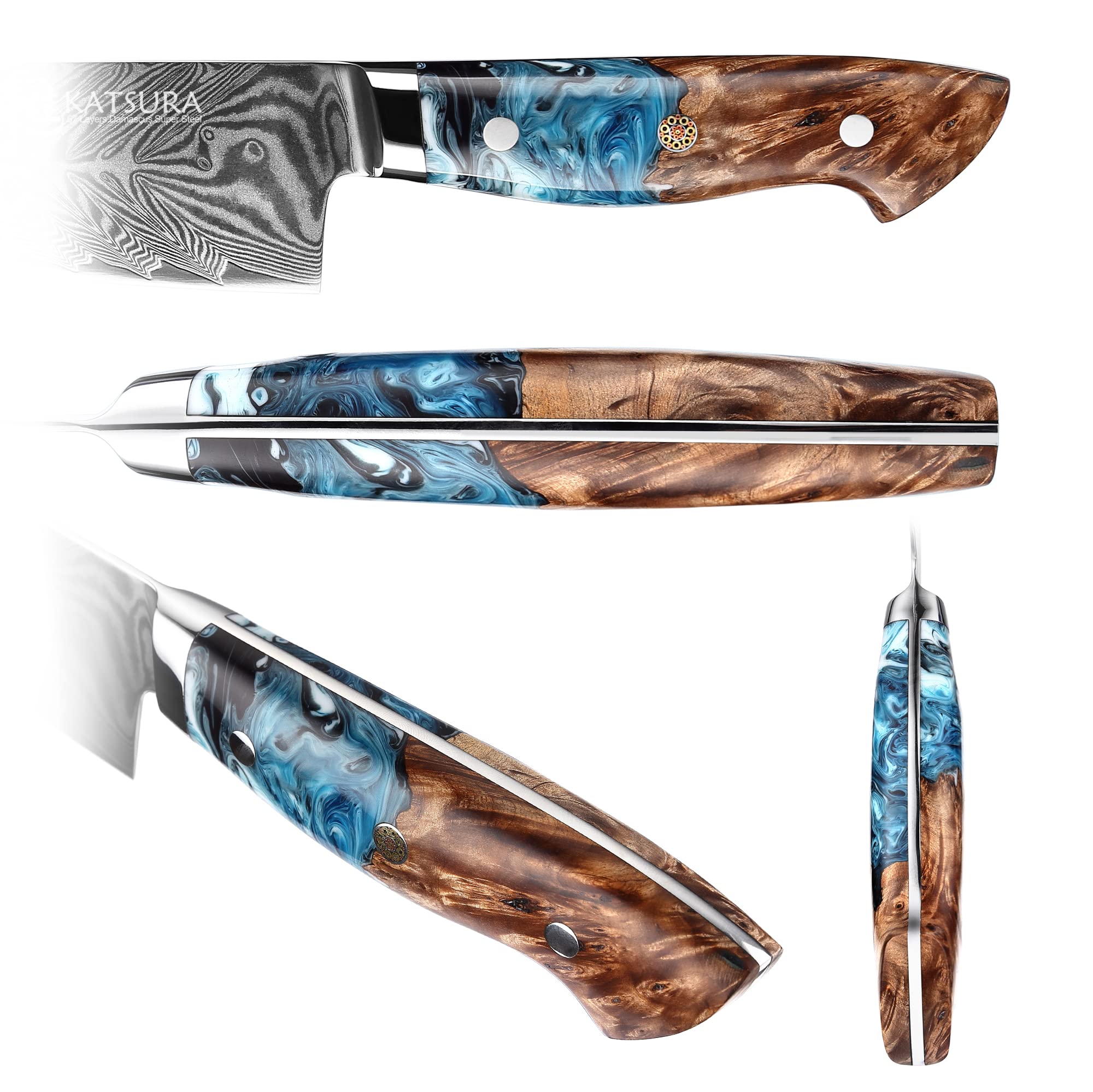 KATSURA Woodworking Project Kit – Paring Knife Blank – Blade Width 25mm – 3.75 Inch – Japanese Premium AUS 10V, 67 Layers Damascus Steel – Storm-V Series – NO LOGO