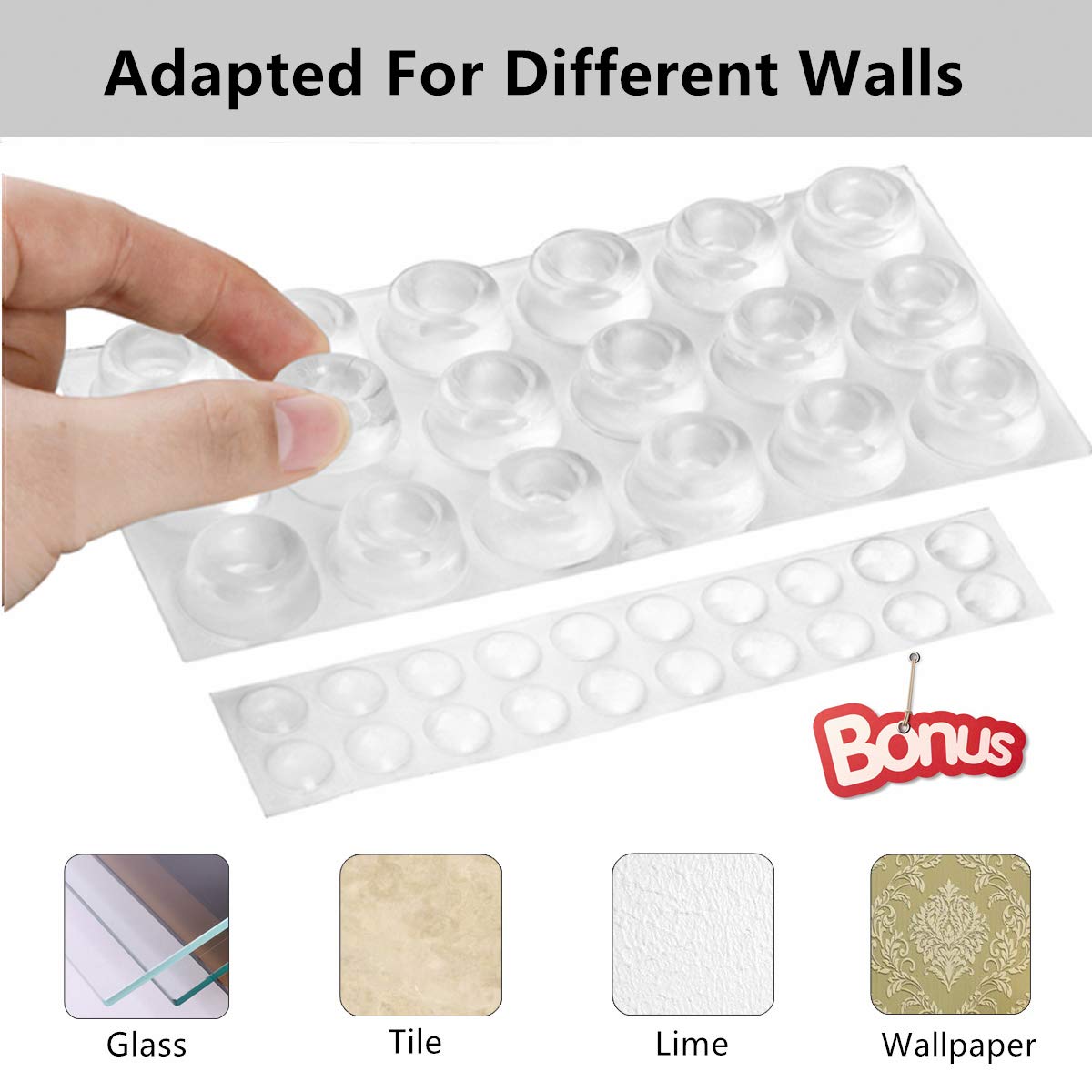Door Knob Stopper Rubber Wall Protector, Door Knob Bumpers for Wall, 18PCS Small Door Stopper and 20 PCS Bumper Pads, Bumpers Doorstop, Cabinet Door Wall Protector