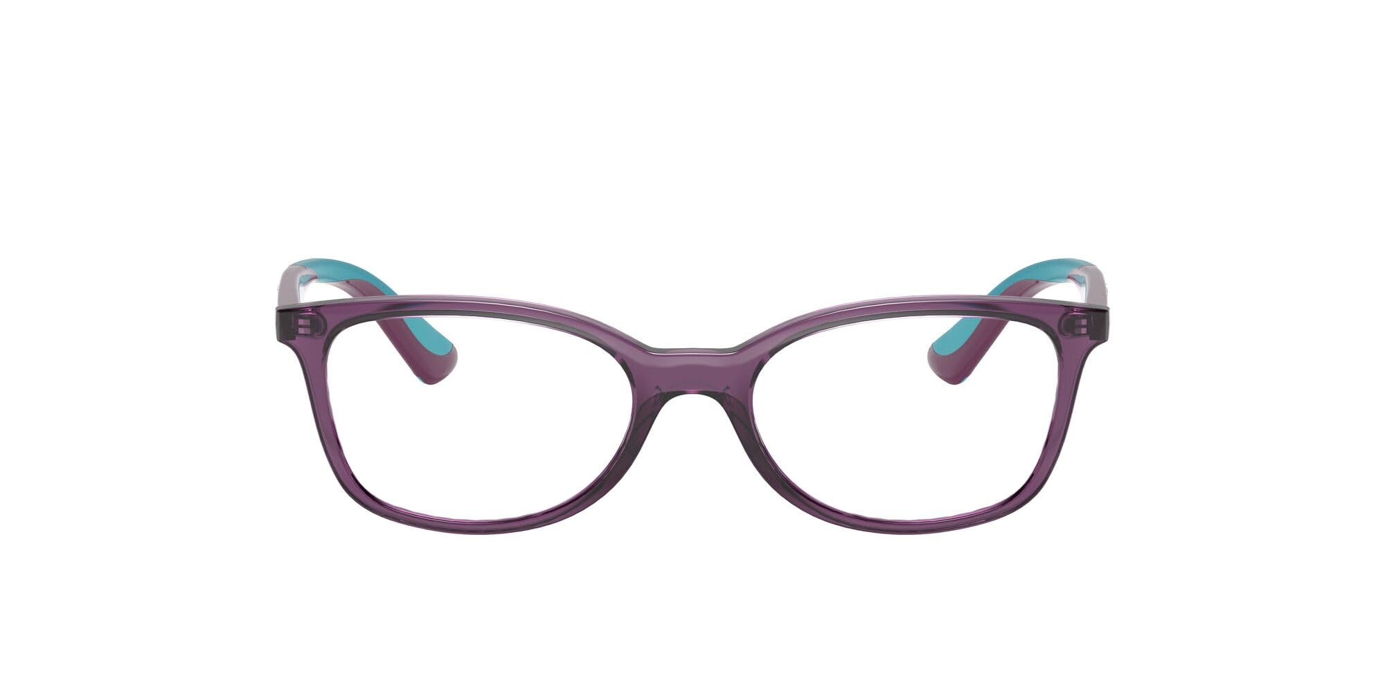 Ray-Ban Junior Kids' RY1586 Square Prescription Eyeglass Frames, Transparent Violet/Demo Lens, 49 mm