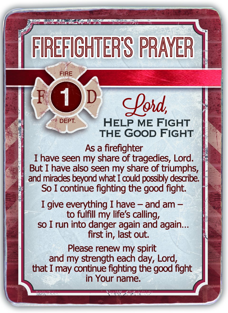 Cathedral Art, Red (Abbey & CA Gift) Firefighter Prayer Plaque