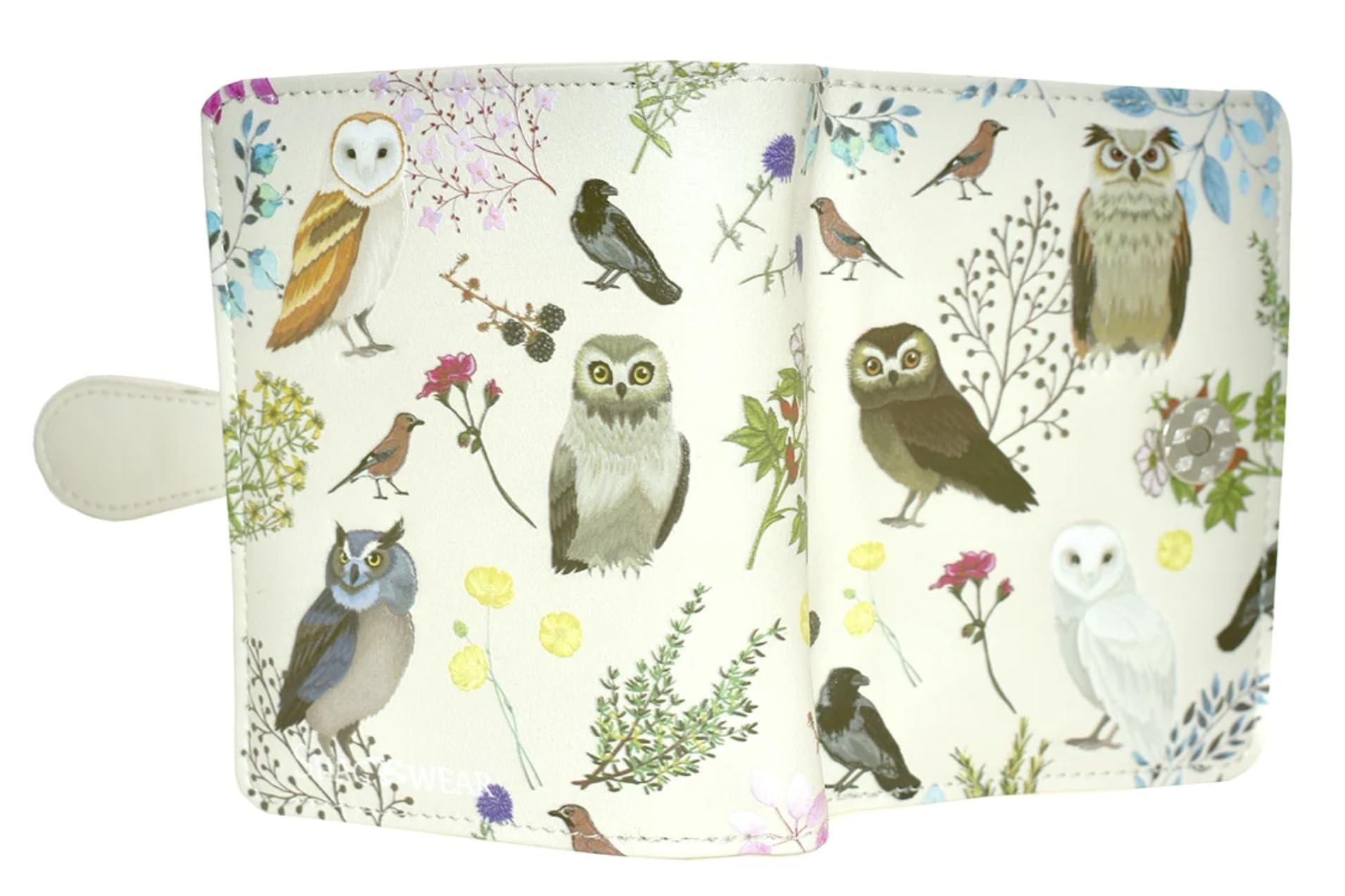 Shag Wear Wild Bird Owl Small Animal Wallet for Women and Teen Girls Vegan Faux Leather 4.5" Beige