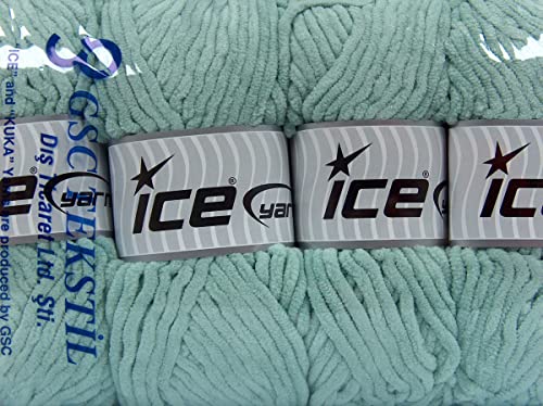 Lot of 4 x 100gr Skeins Ice Yarns Velvet Chenille Yarn Mint Green