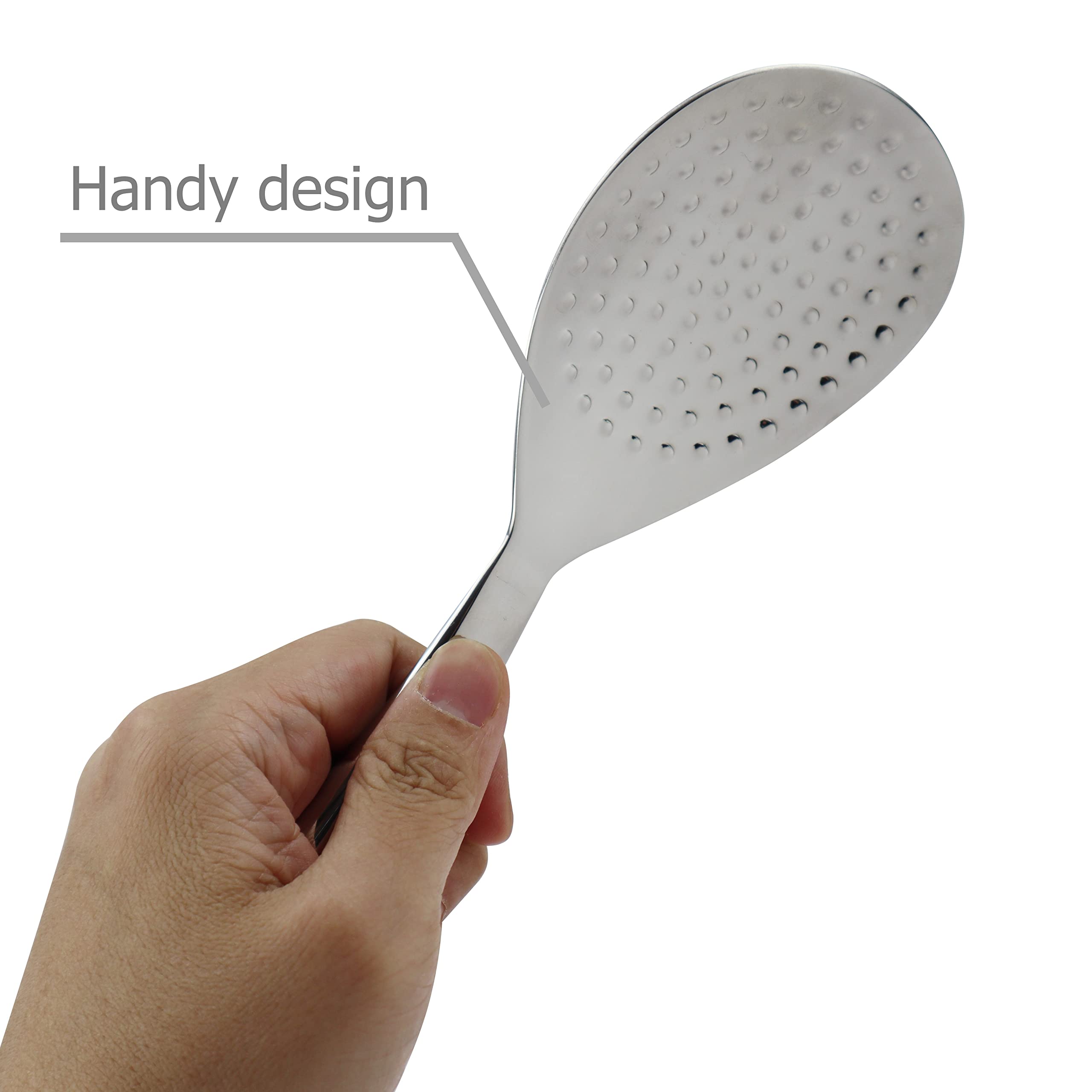 EIKS Stainless Steel Rice Paddle Spoon Spatula Non Stick for Rice Mashed Potato Salads, Apply for Kitchen Home Restaurant Serving - 8-inch Long