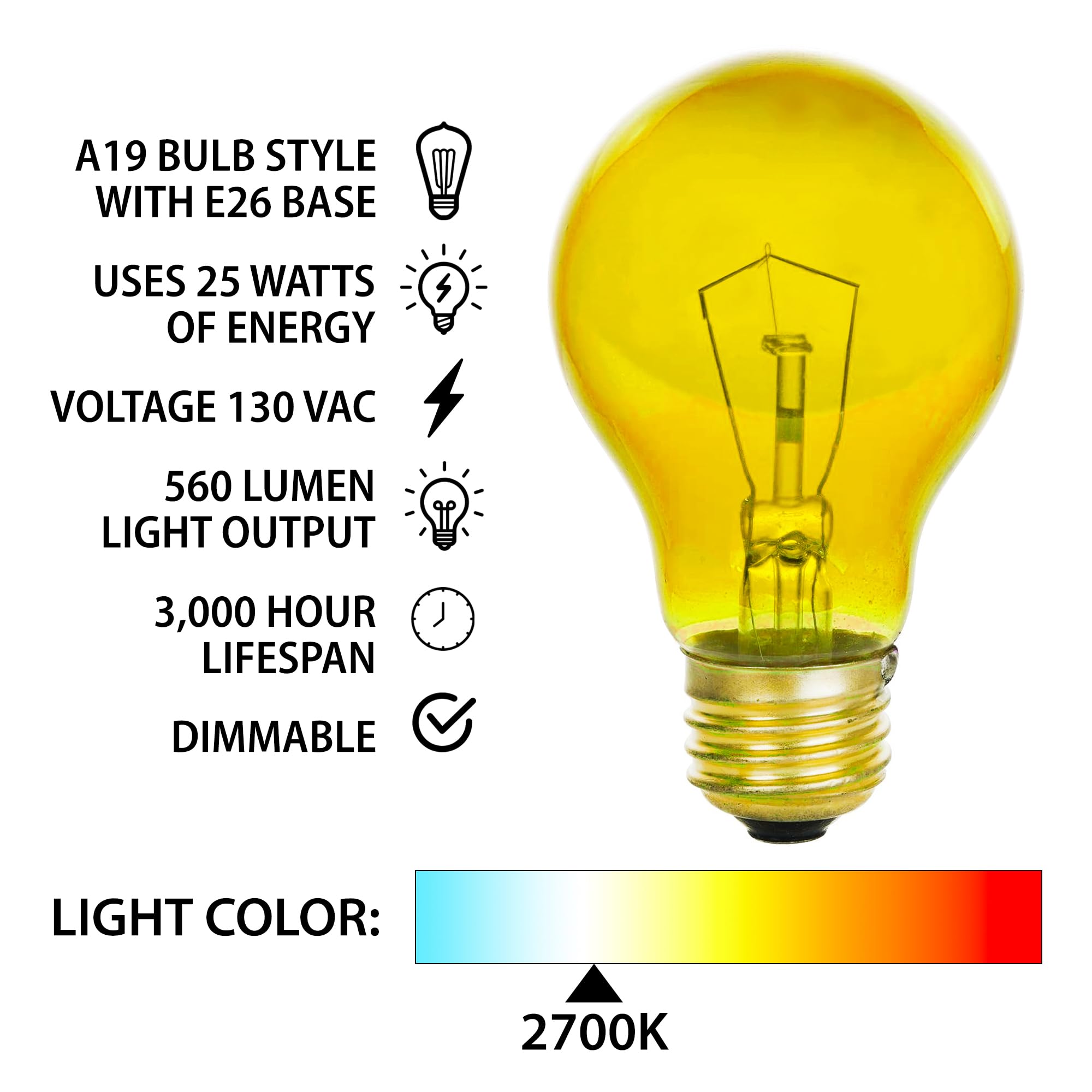 Mandala Crafts Clear 25 Watt Red Light Bulbs E26 Medium Base 120V 25W Red Bulbs