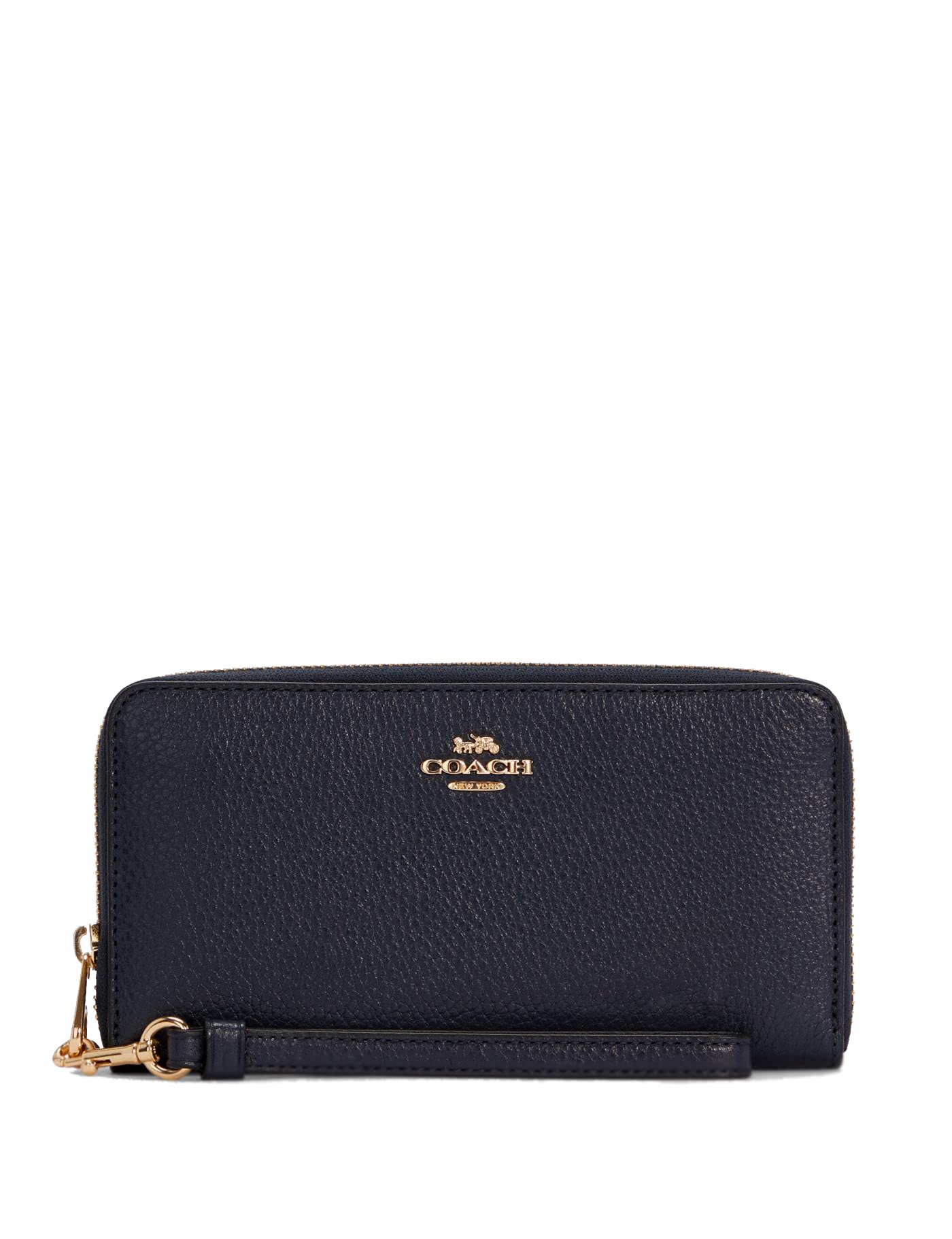 Coach Women's Long Zip Around Wallet in Pebbled Leather (Midnight)