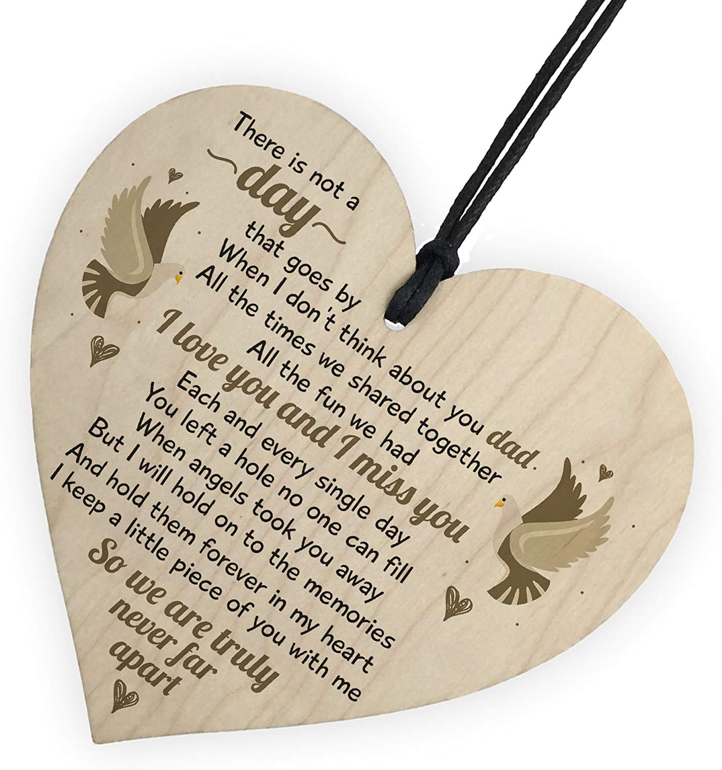 RED OCEAN I Miss You Home Grave Garden Memorial Wooden Heart In Memory Dad Rememberance Plaque Gifts