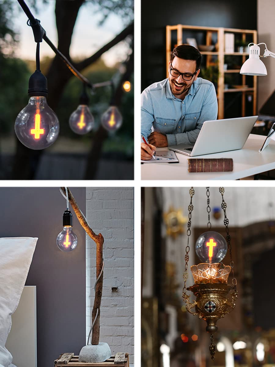 Mandala Crafts Christian Light Bulb Crucifix Bulb Jesus on The Cross Catholic Novelty Bulb 3W 120V for Pendant String Night Light (Standard Base 1 Bulb)