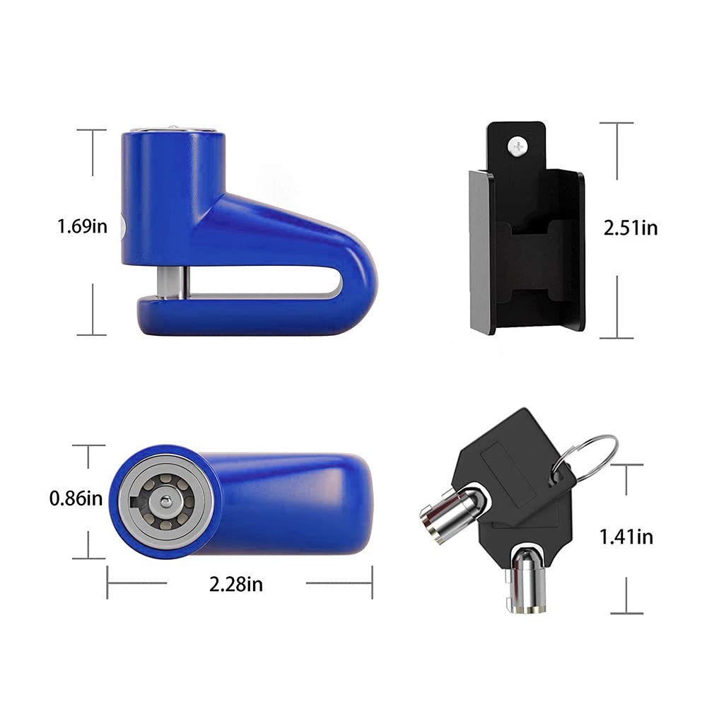 Disc Brake Lock Safety Disc Lock Anti-Theft Wheel Disc Brake Lock Padlock Motorcycle Bicycle Scooter Lock Disc Brake Wheel Lock with Two Keys (Blue)