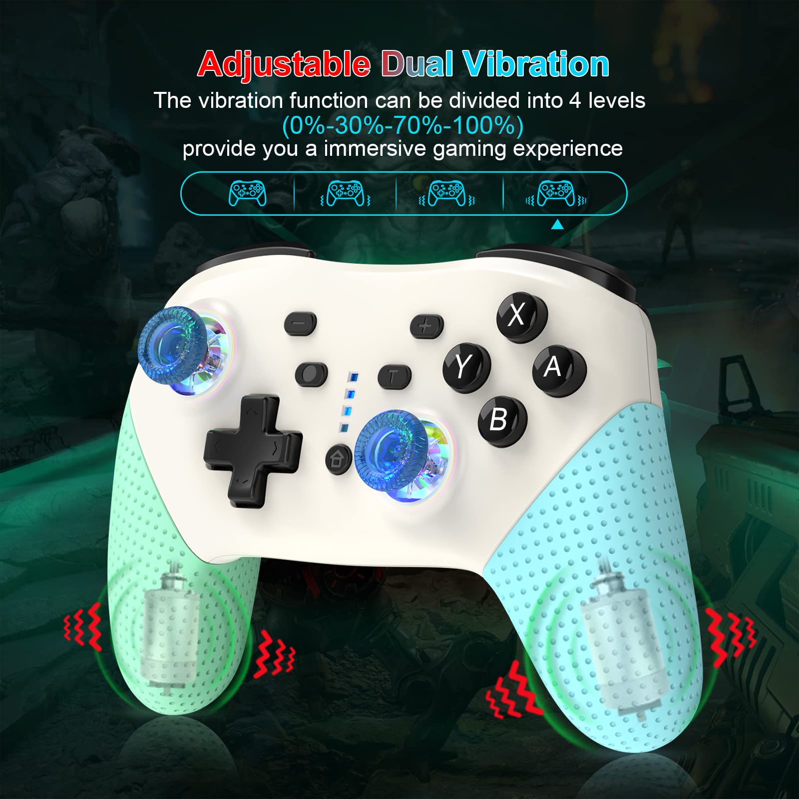 DOBE Switch Pro Controller, Wireless Switch Controller Compatible with Switch/OLED/Lite, LED Light 4-Level Vibration Wireless Remote Gamepad with Wake-up/Turbo/Motion Control