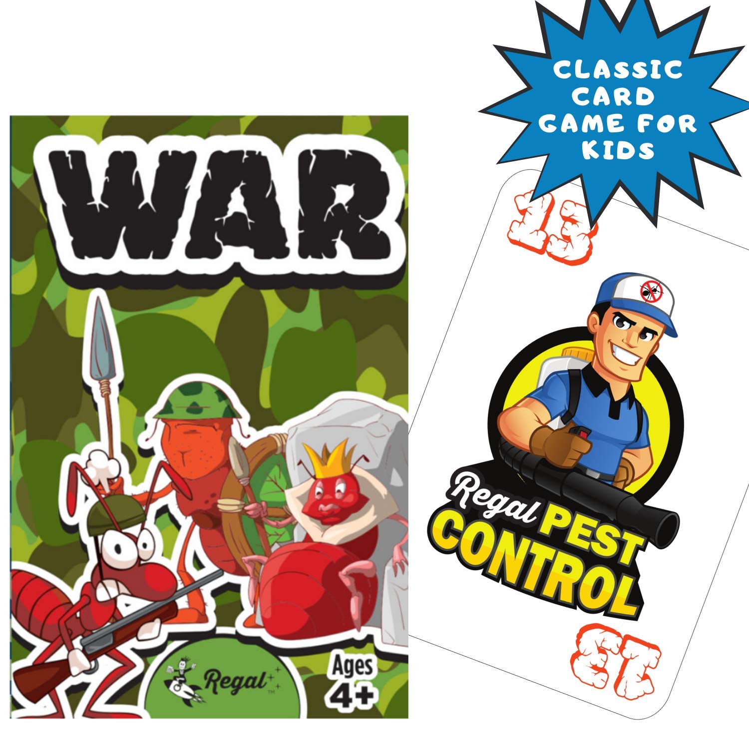 Regal Games War Card Game for Kids 4 5 6 7 8+ | Funny Travel Board Playing Game for Families (1 Pack)