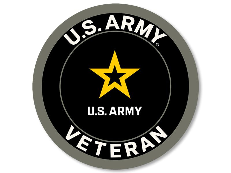Magnetic Round U.S Army Veteran Magnet (United States Soldier Logo Insignia Official Mag for Cars, Trucks (4 inch) U.S. Army Licensed