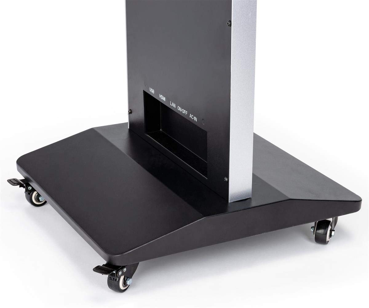 Displays2go 21.5" Screen Freestanding Digital Magazine Rack, 8.5" w, Android OS w/WiFi – Black (DG21FLR7)