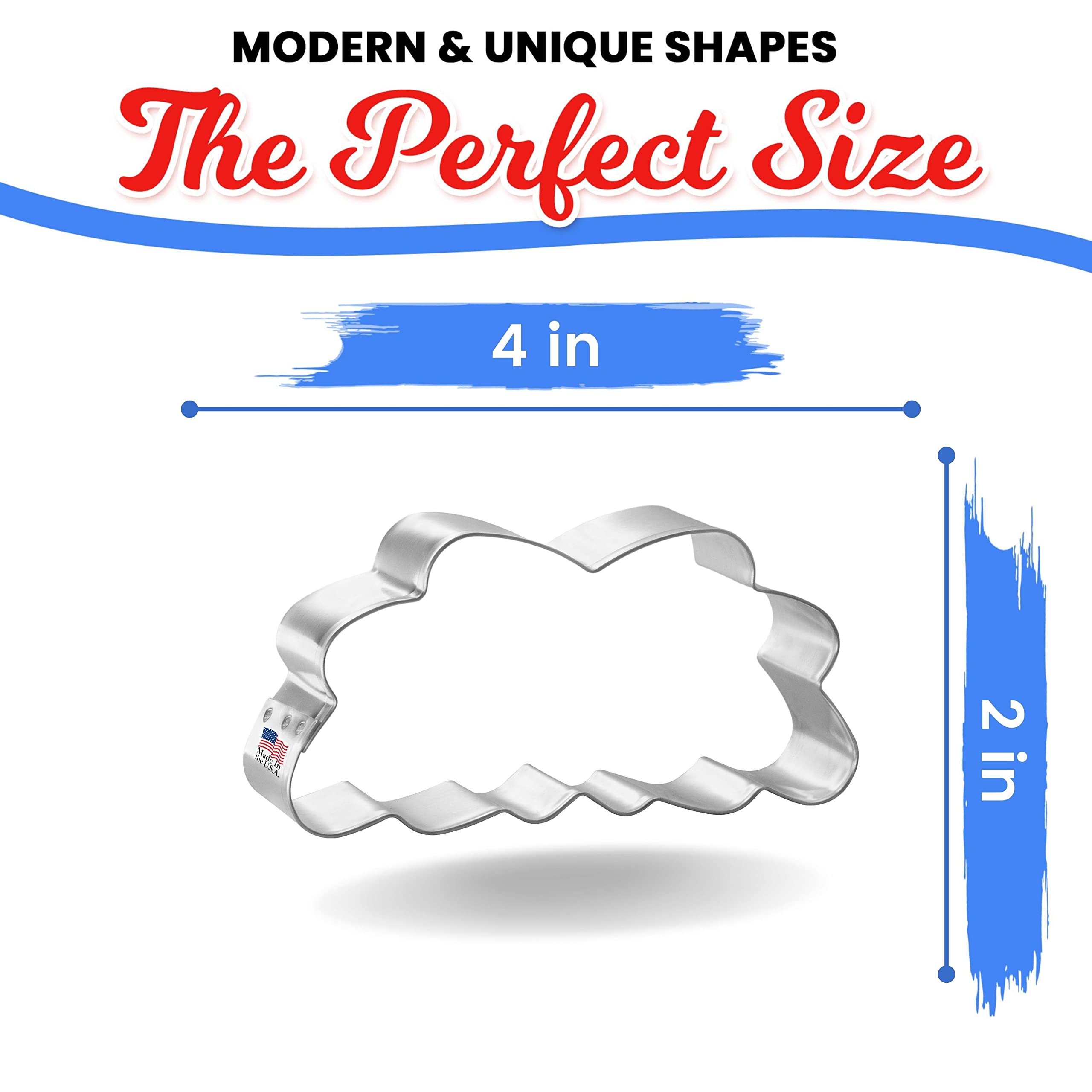 Foose Cookie Cutters 4 in Floral Eucalyptus Leaf Metal Cookie Cutter Shapes Made in USA, Silver