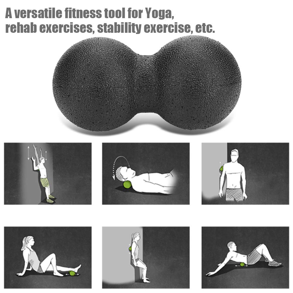 Diydeg Yoga Foam Roller, Relax Muscles Foam Roller Soft for Stability Exercise for Yoga(Black, 16x 8cm Double Ball)