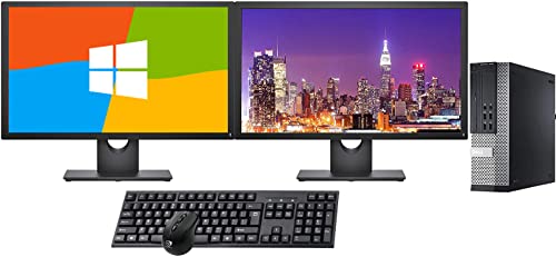 Dell Optiplex 7010 PC, 2 x 24 FHD Dell Monitors, Wireless Keyboard and, WiFi, i5, 8GB, 480GB SSD Storage, Windows 10 (Renewed)