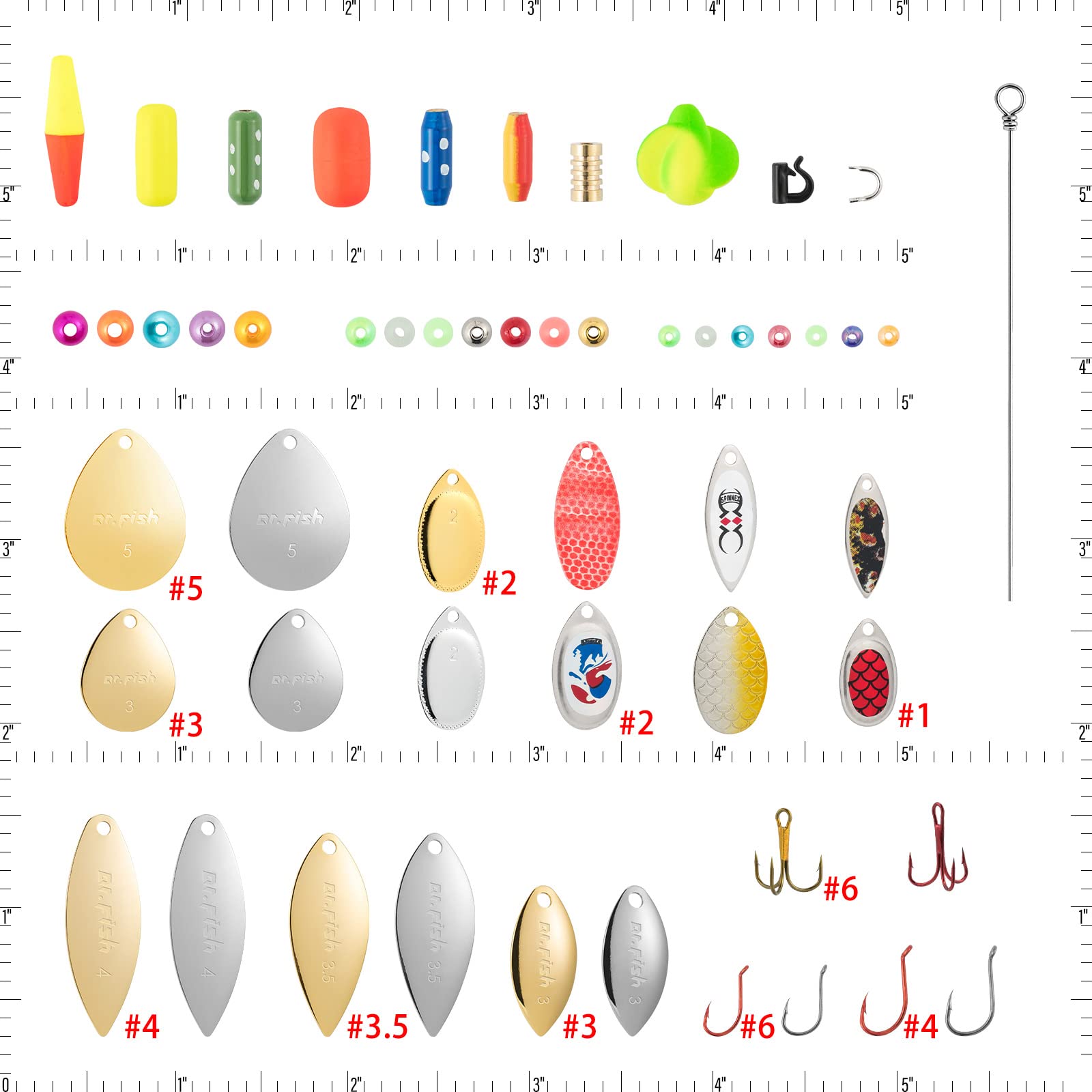 Dr.Fish 1410 Pieces Spinner Making Kit with Tackle Box Walleye Rig Lure Making Supplies Spinner Blades Lure Bodies Rig Floats Spinnerbait Shafts Freshwater Bass Fishing Materials