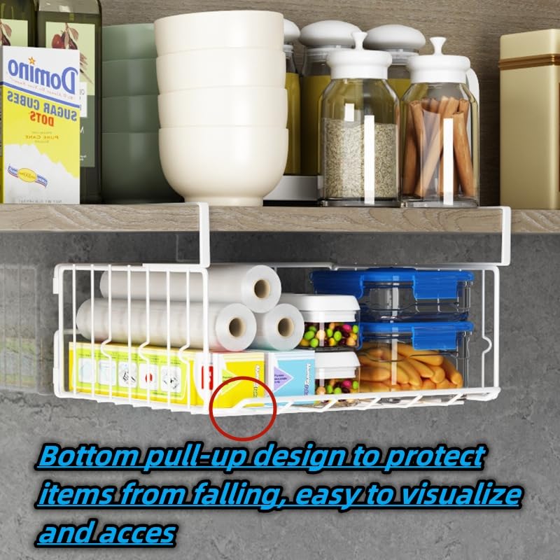 Couwilson ππ§πππ« ππ‘ππ₯π πππ¬π€ππ Storage 2Pack - 12.6in Metal Under Cabinet Shelf, Hanging Wire Basket Shelves, Undershelf Storage Basket for Kitchen Pantry Bookshelf