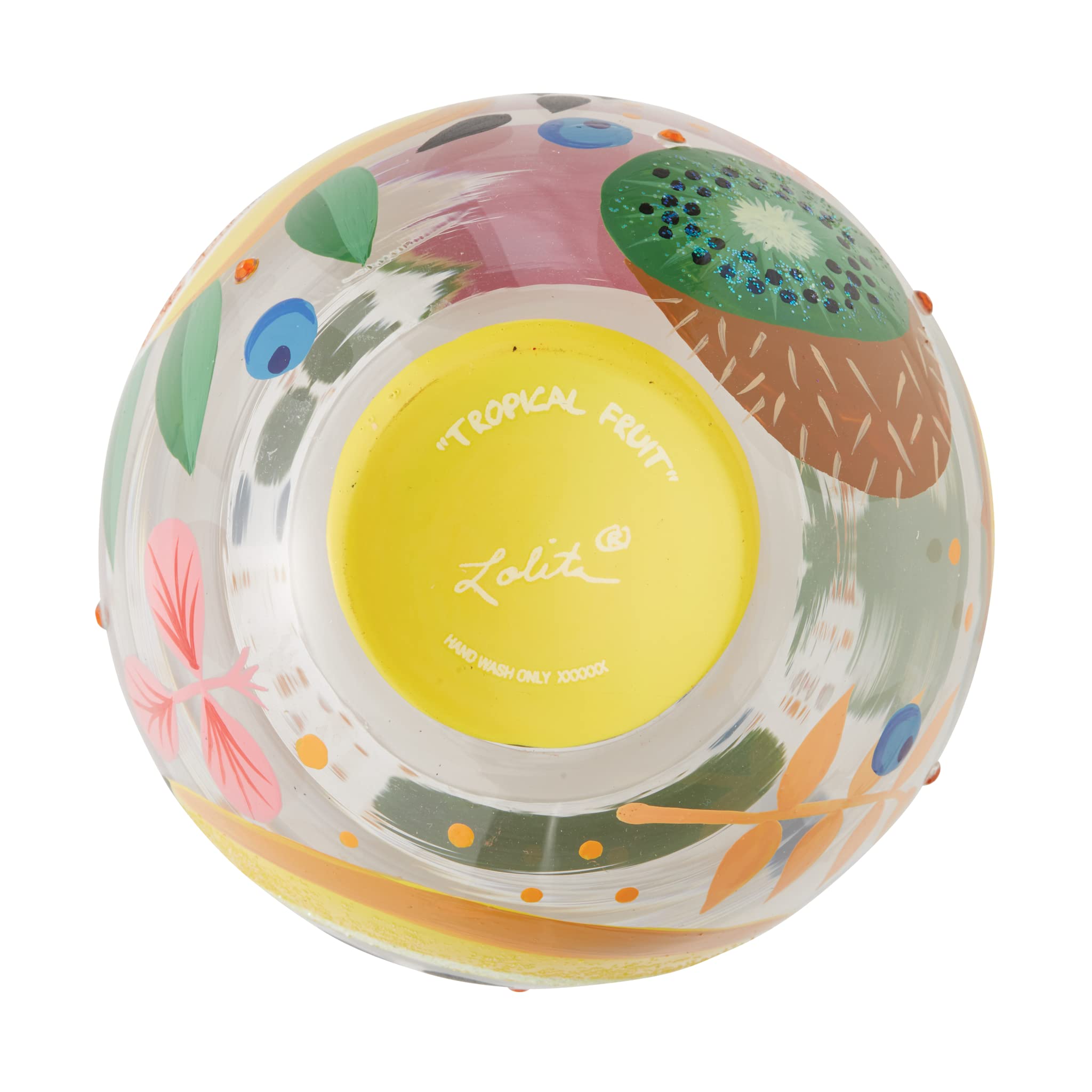 Enesco Lolita Tropical Fruit Stemless Glass, 4.53-inch Height, Multicolor