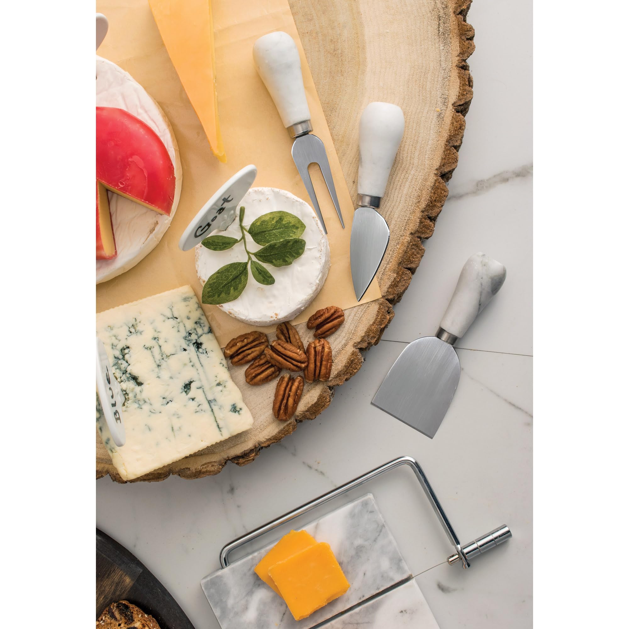 HIC Kitchen Cheese Tool Set, Stainless Steel and Marble